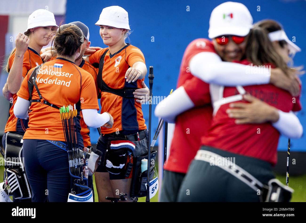 PARIS - The archers Quinty Roeffen, Gaby Schloesser and Laura van der ...