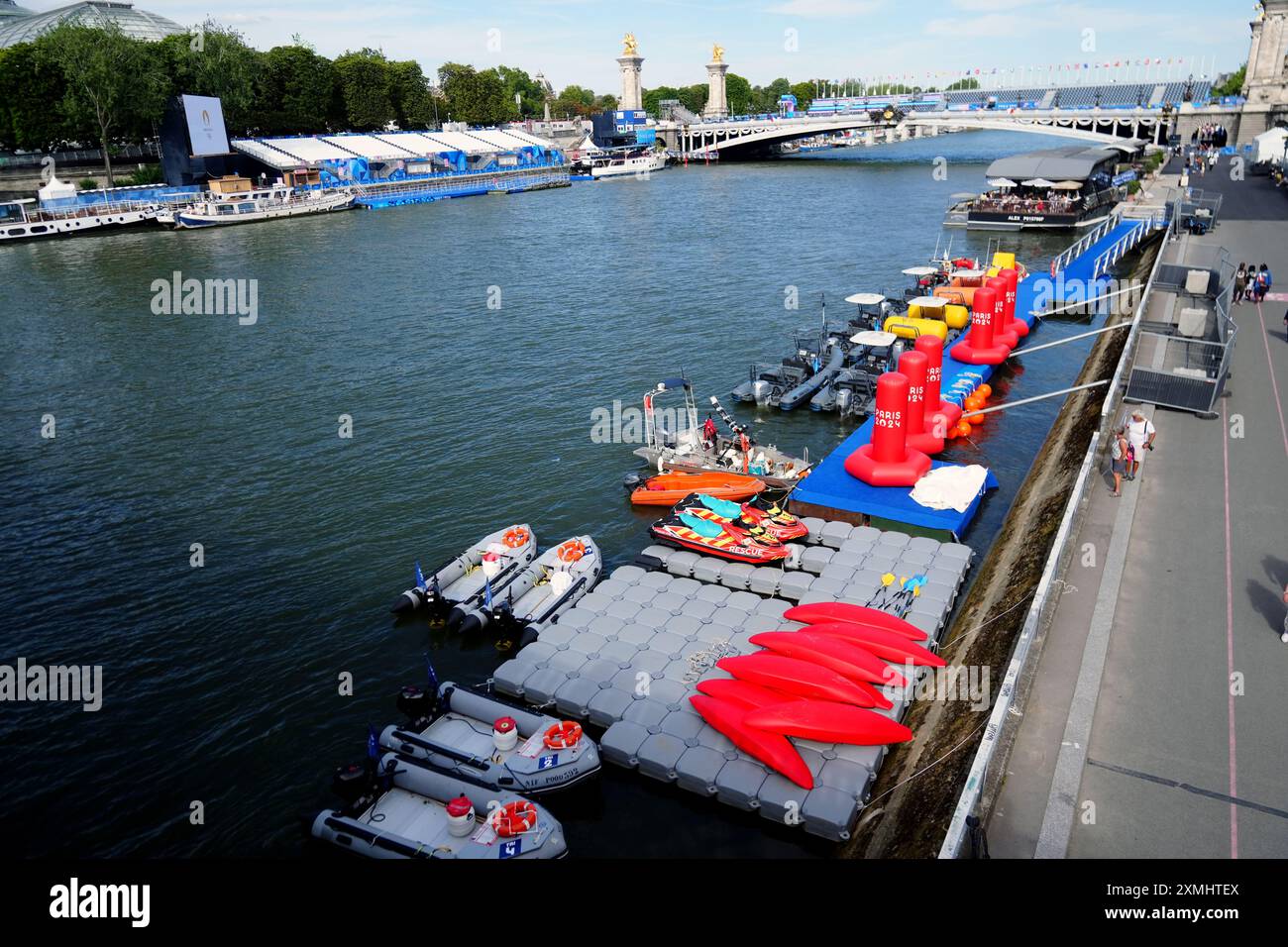 A general view of the pontoon used by Triathlon athletes moored on the ...