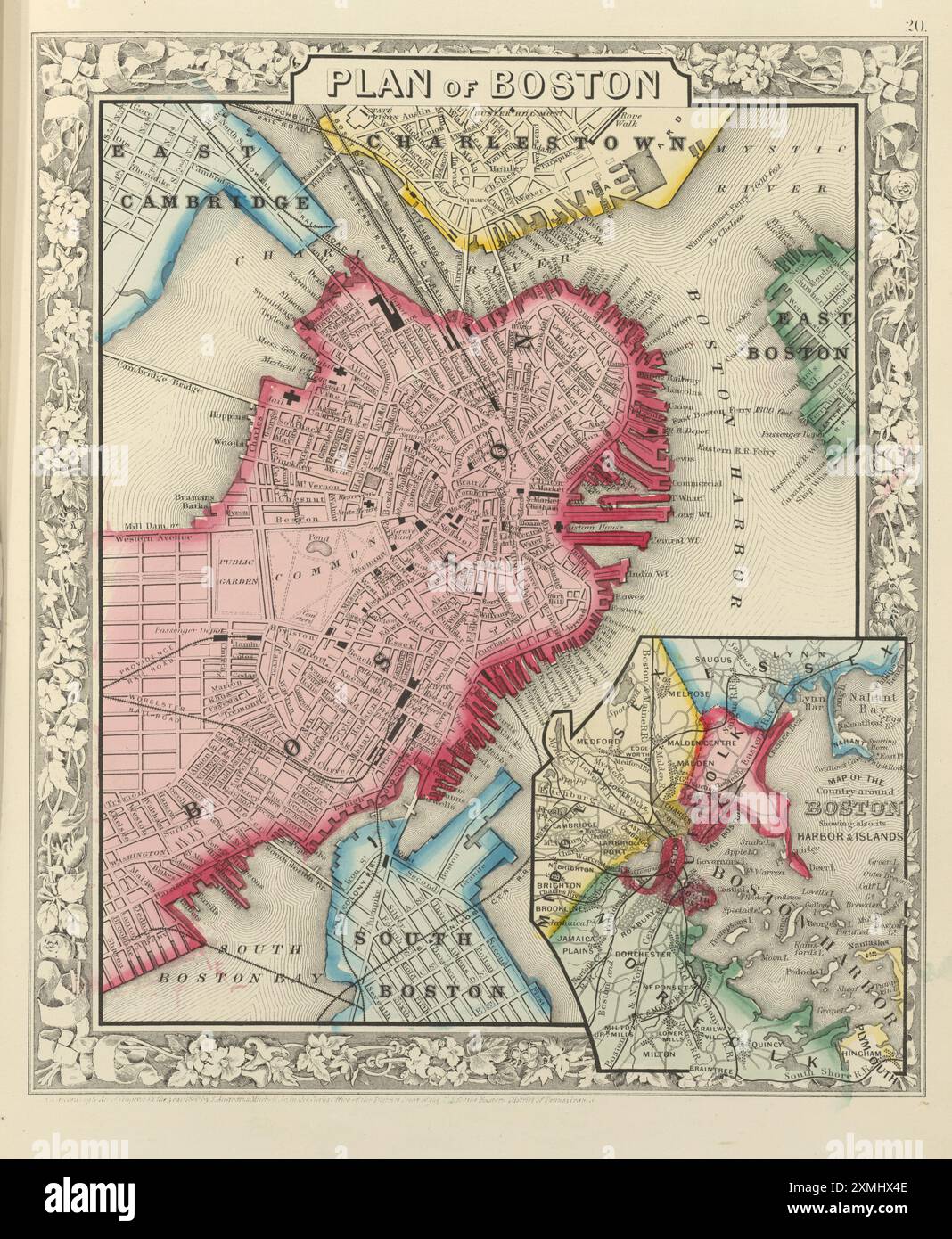 Vintage map of boston hi-res stock photography and images - Alamy