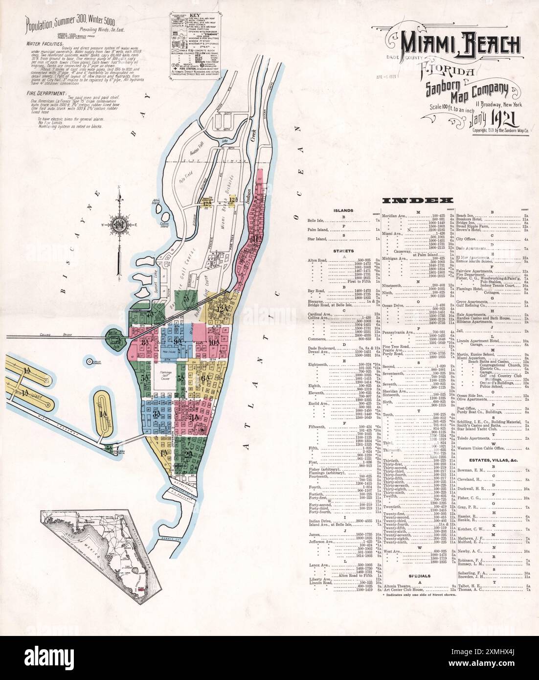 Vintage Street Map. Sanborn Fire Insurance Map from Miami Beach, Dade ...