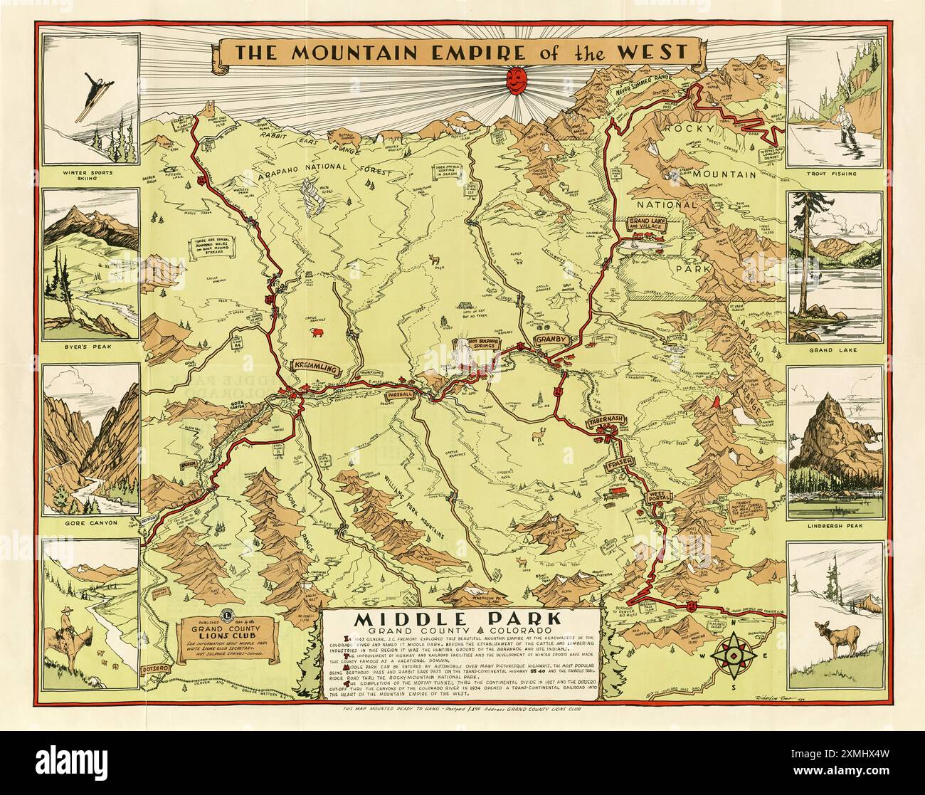 Vintage Map: The mountain empire of the west : Middle Park, Grand ...