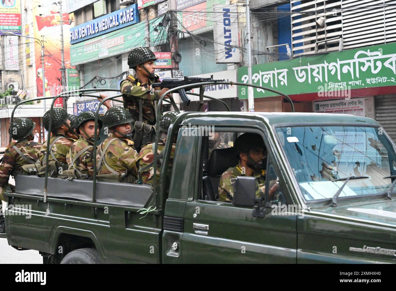 Bangladesh army soldiers are patrolling on the streets following a ...
