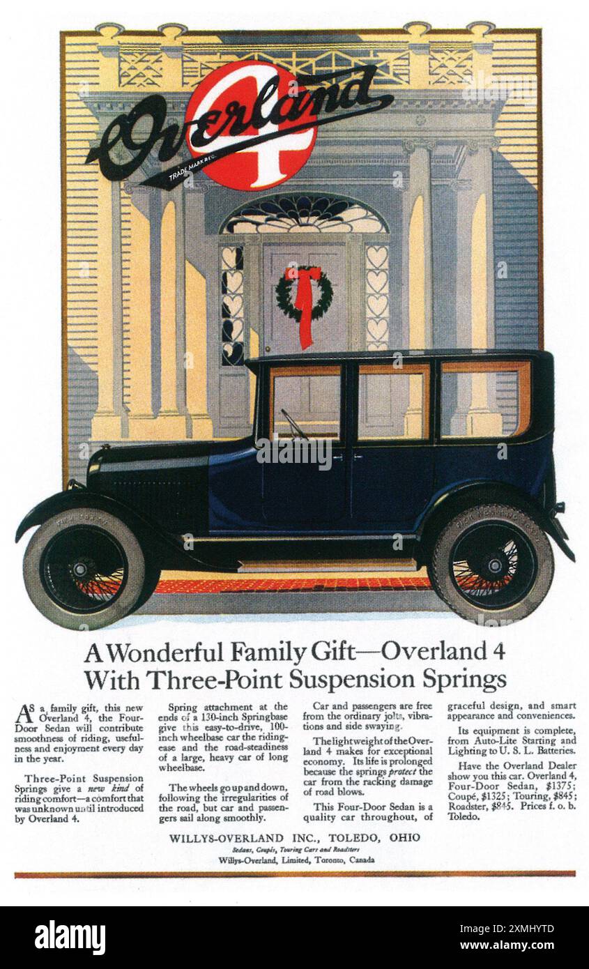 1919 Willys-Overland 4 Four Door Sedan Ad Stock Photo - Alamy