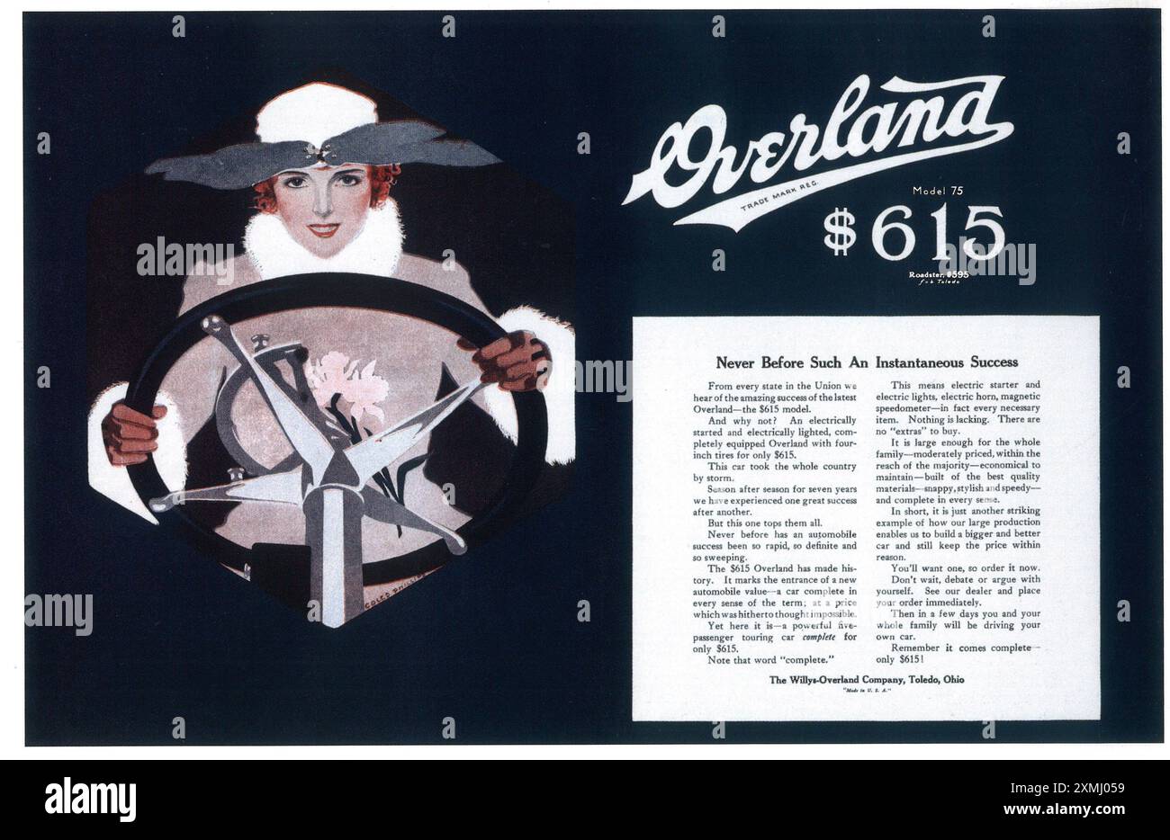1916 Overland Model 75 car ad with Coles Phillips art - Willys-Overland ...