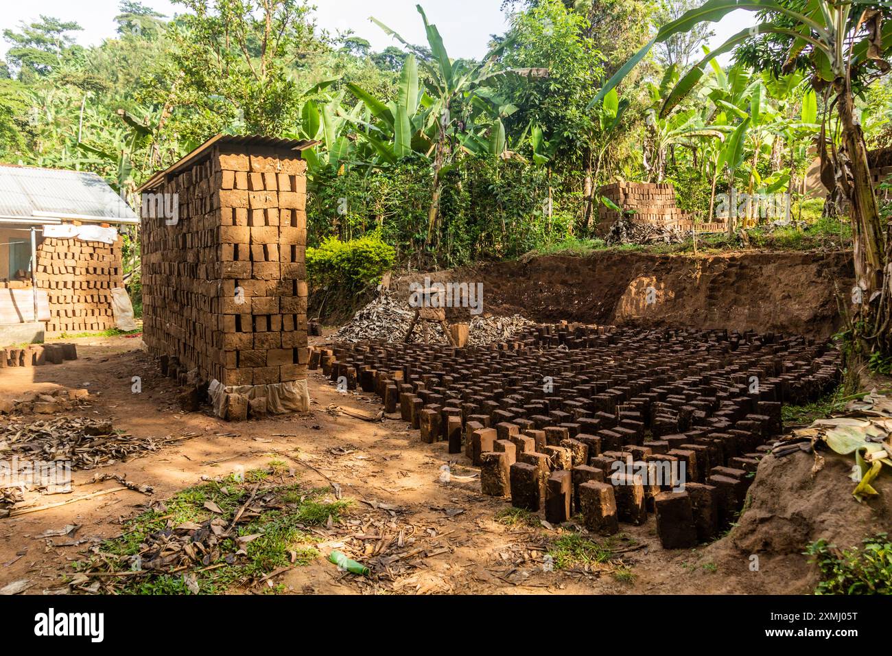 Adobe bricks production near Budadiri village, Uganda Stock Photo - Alamy
