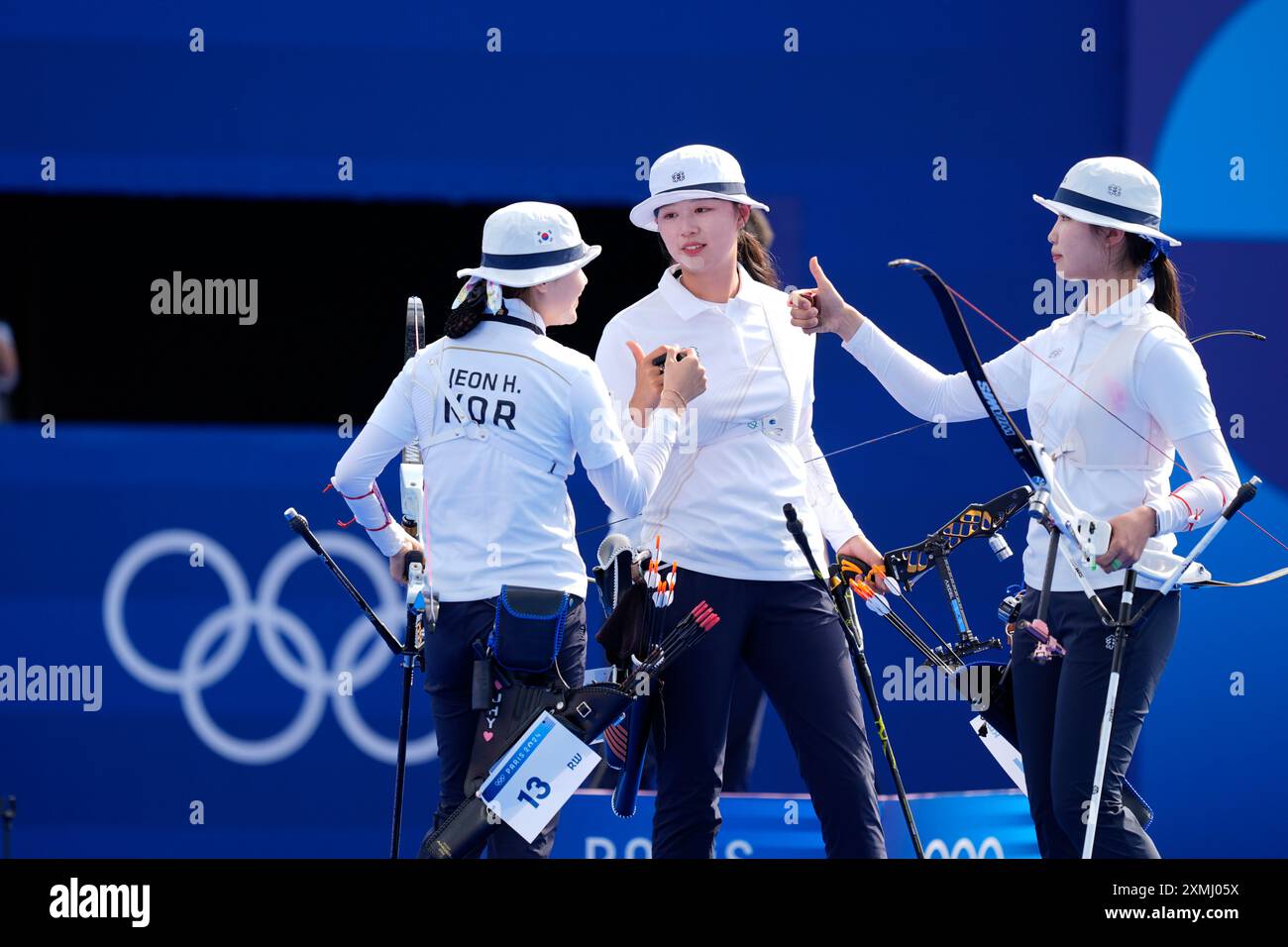 South Korea's Lim Si-hyeon, center, Jeon Hun-young, left, and Nam Su ...