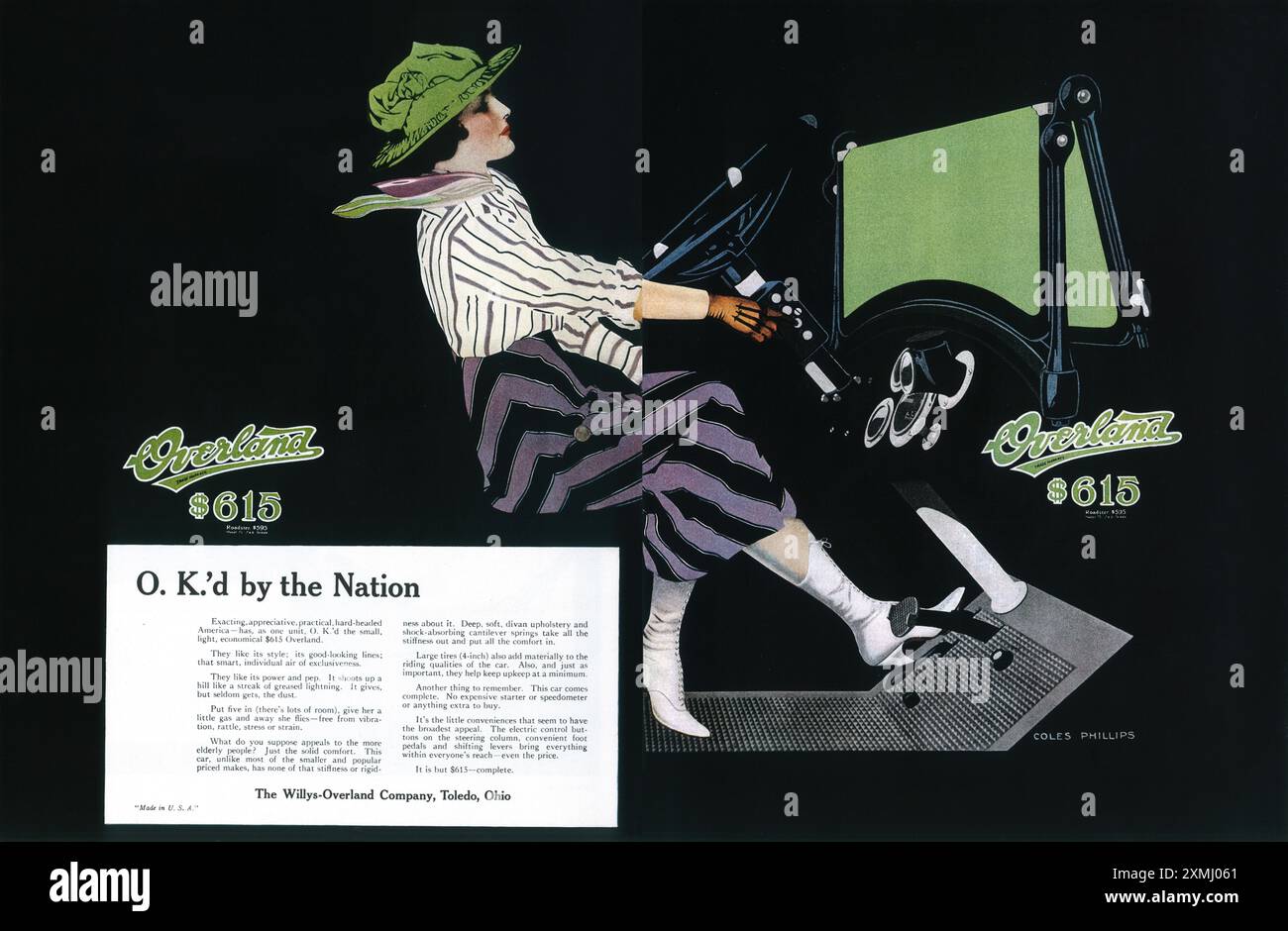 1916 Willys Overland Car Ad with Coles Phillips art Stock Photo - Alamy