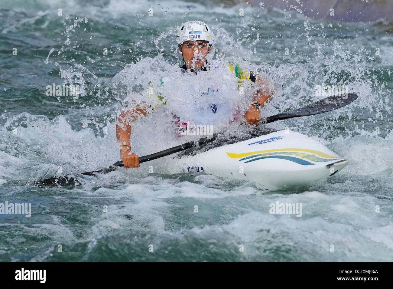 Jessica Fox of Australia competes in the women's kayak single finals ...