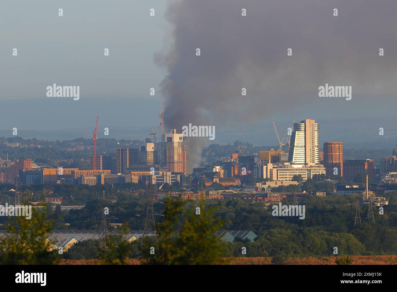Leeds City Skyline taken over 4 miles away in Rothwell. Smoke can be ...