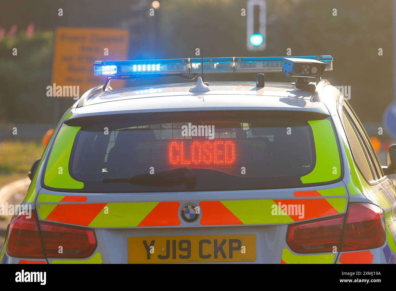 A Police vehicle from West Yorkshire Police Force used as a roadblock ...