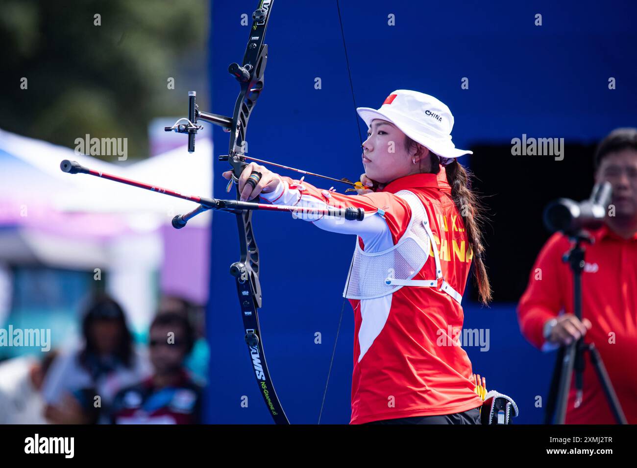 Paris, France. 28th July, 2024. Xiaolei Yang (CHN), Archery, Women's Team during the Olympic ...