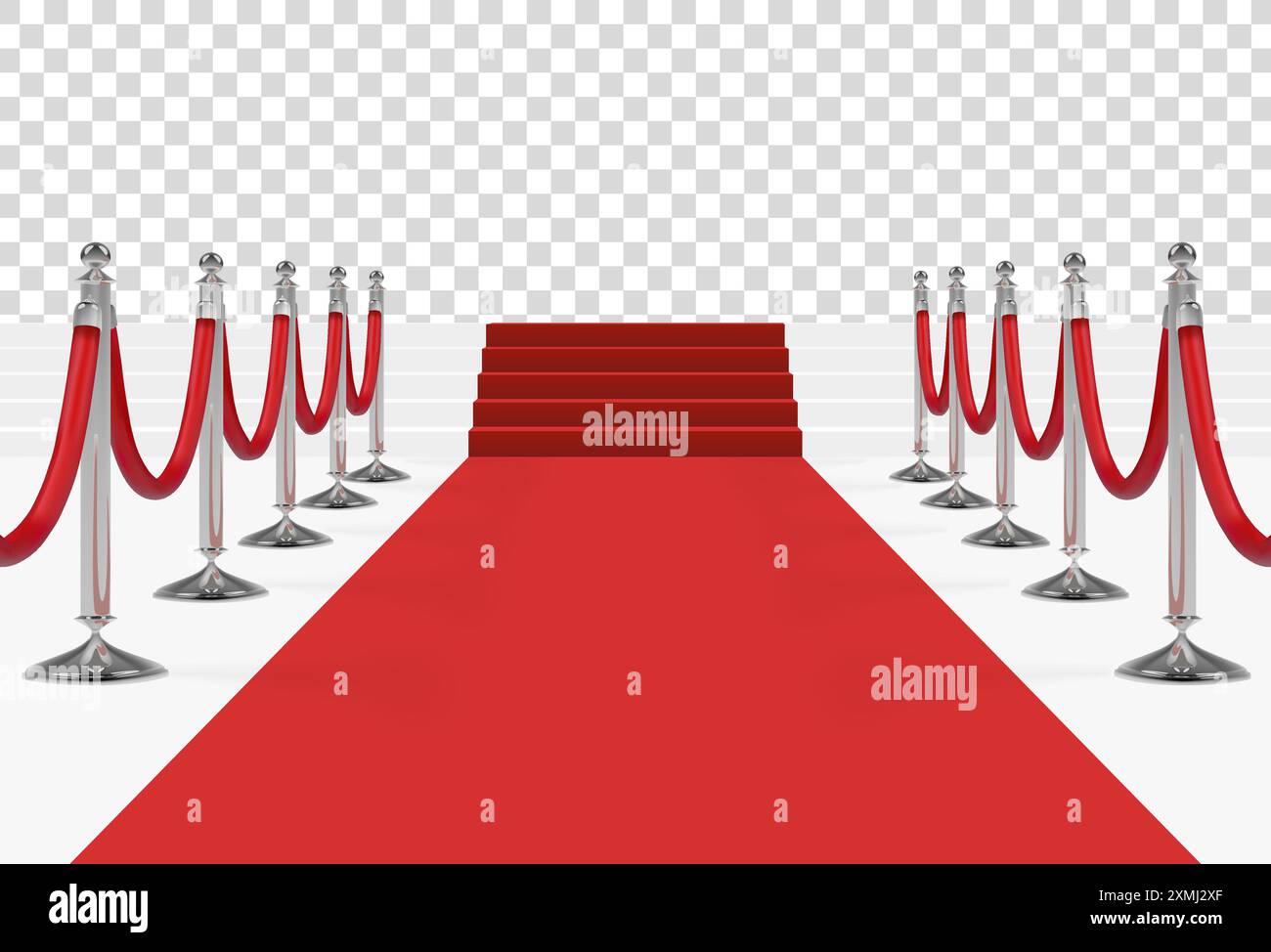 Red carpet on stairs with red ropes on silver stanchions Stock Vector ...