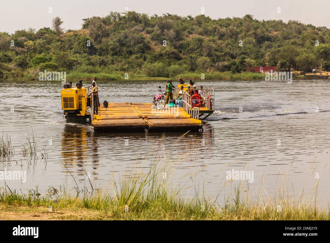MURCHISON FALLS, UGANDA - MARCH 8, 2020: Ferry across Victoria Nile in ...