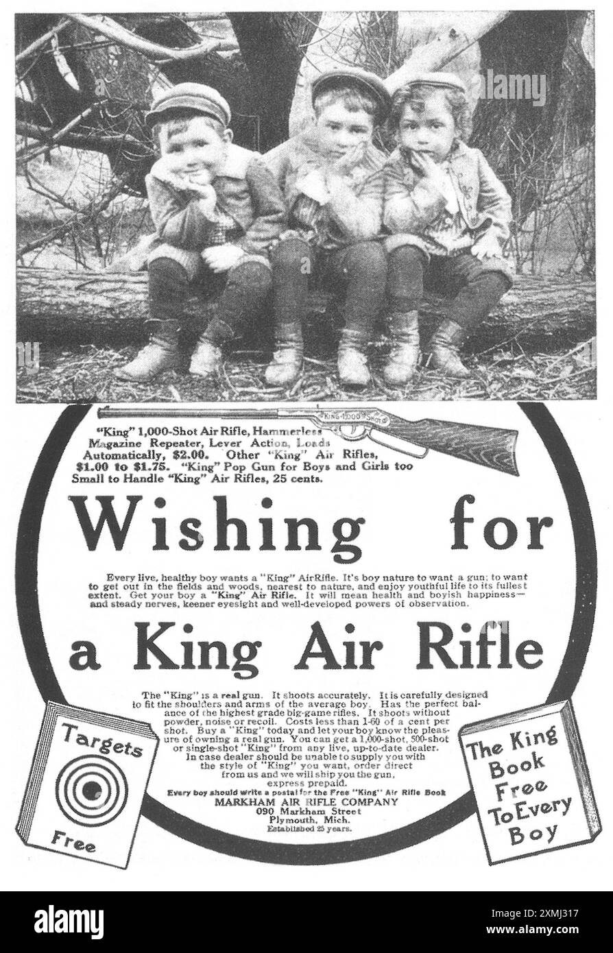 1908 King Air Rifle ad - "Every live, healthy boy wants a 'King ...