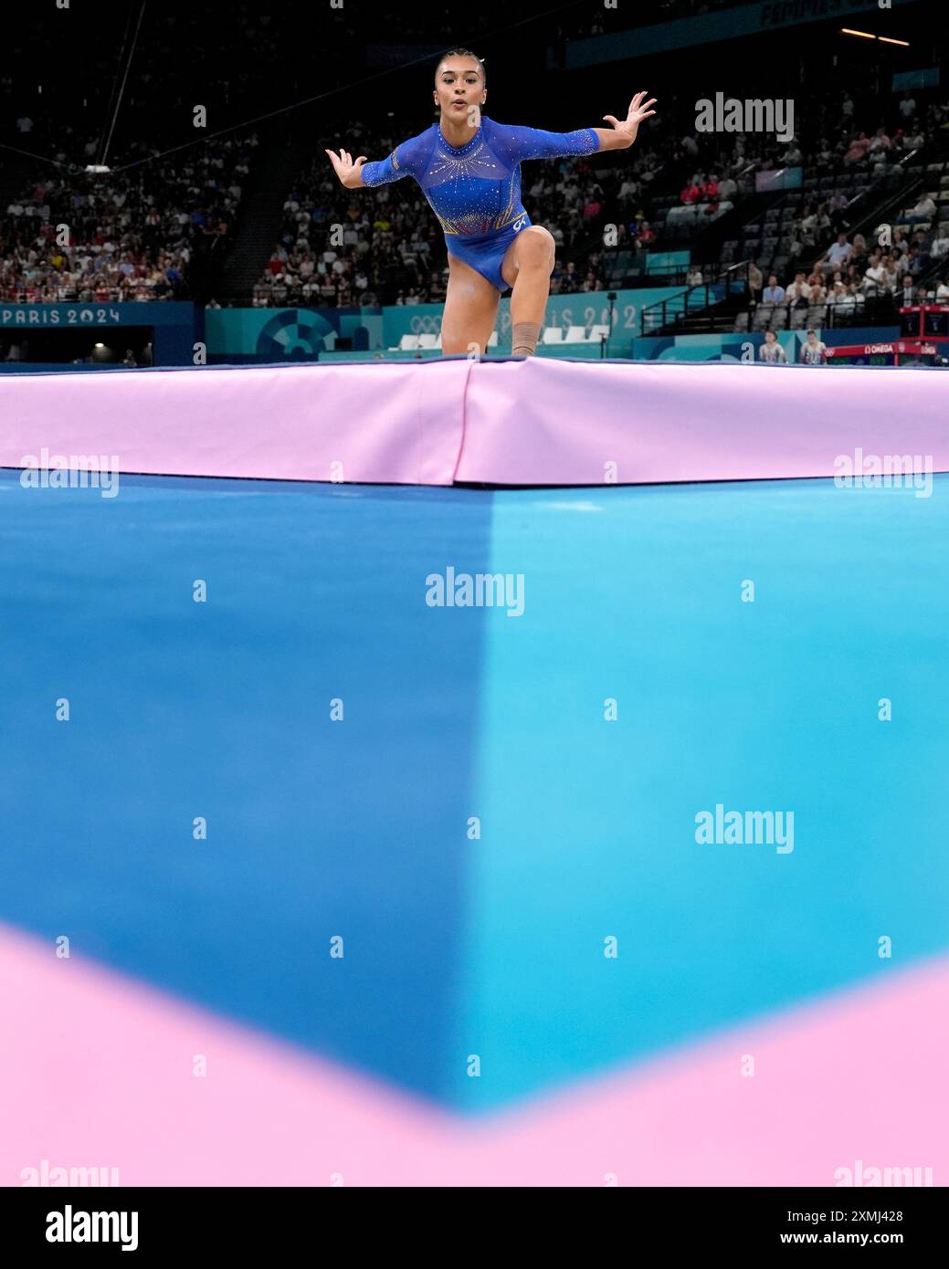 Luisa Blanco, of Colombia, competes on the floor during a women's ...