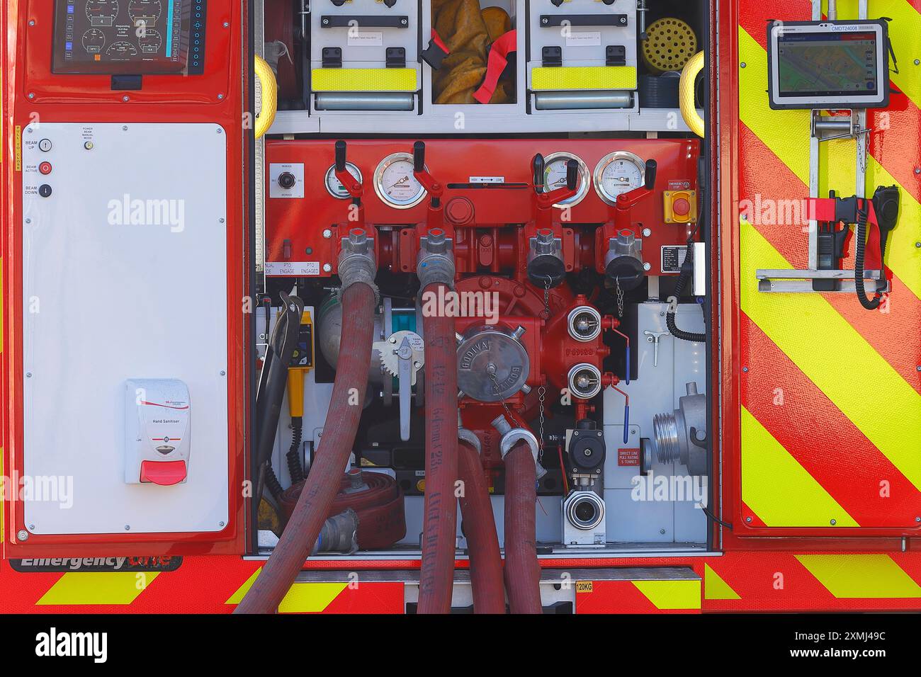 A Fire engine pump being used at an incident in Armley,Leeds,West ...