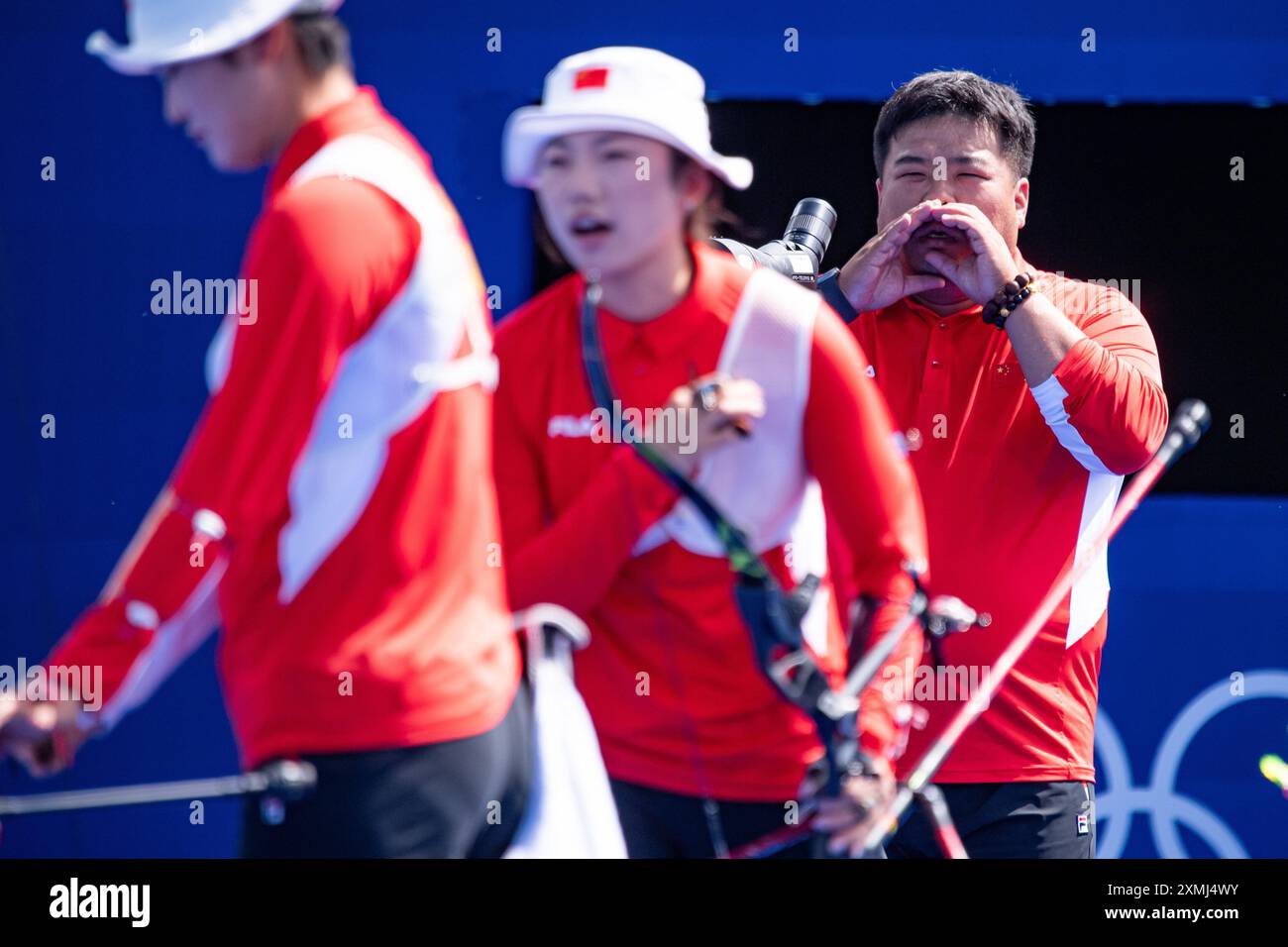 Chinese coach, Archery, Women's Team during the Olympic Games Paris ...