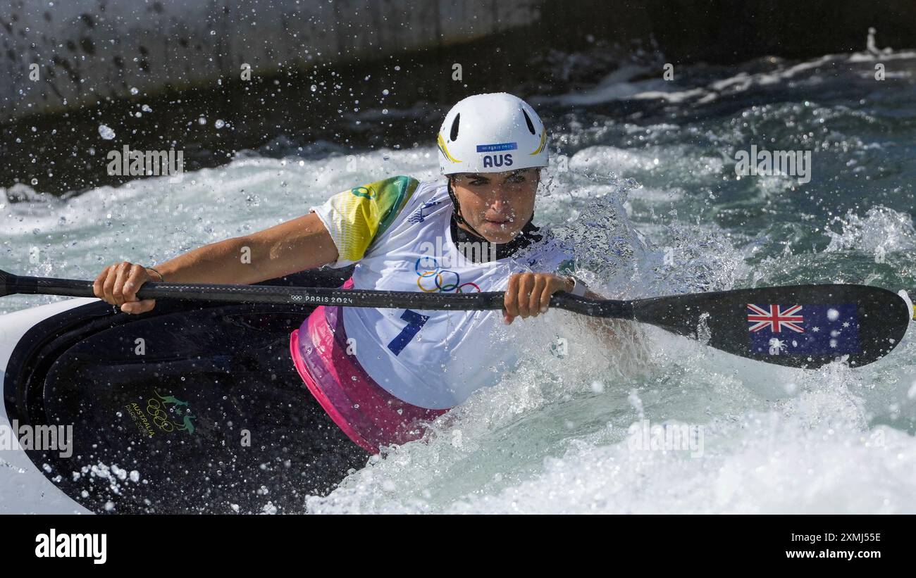 Jessica Fox of Australia competes in the women's kayak single finals ...