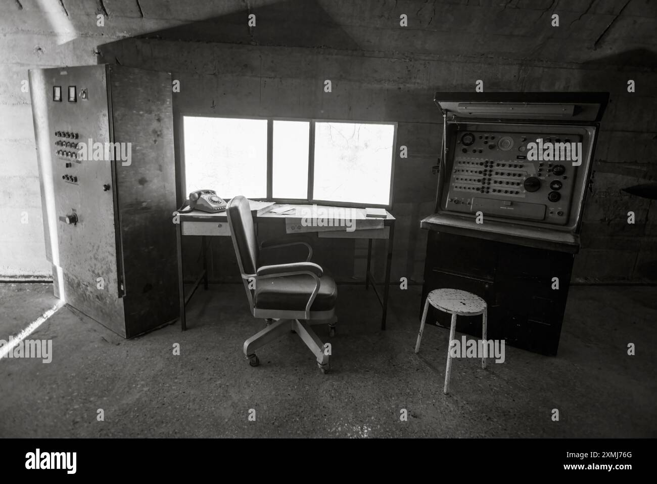 Radar control room inside the anti-nuclear bunker of Mount Soratte ...