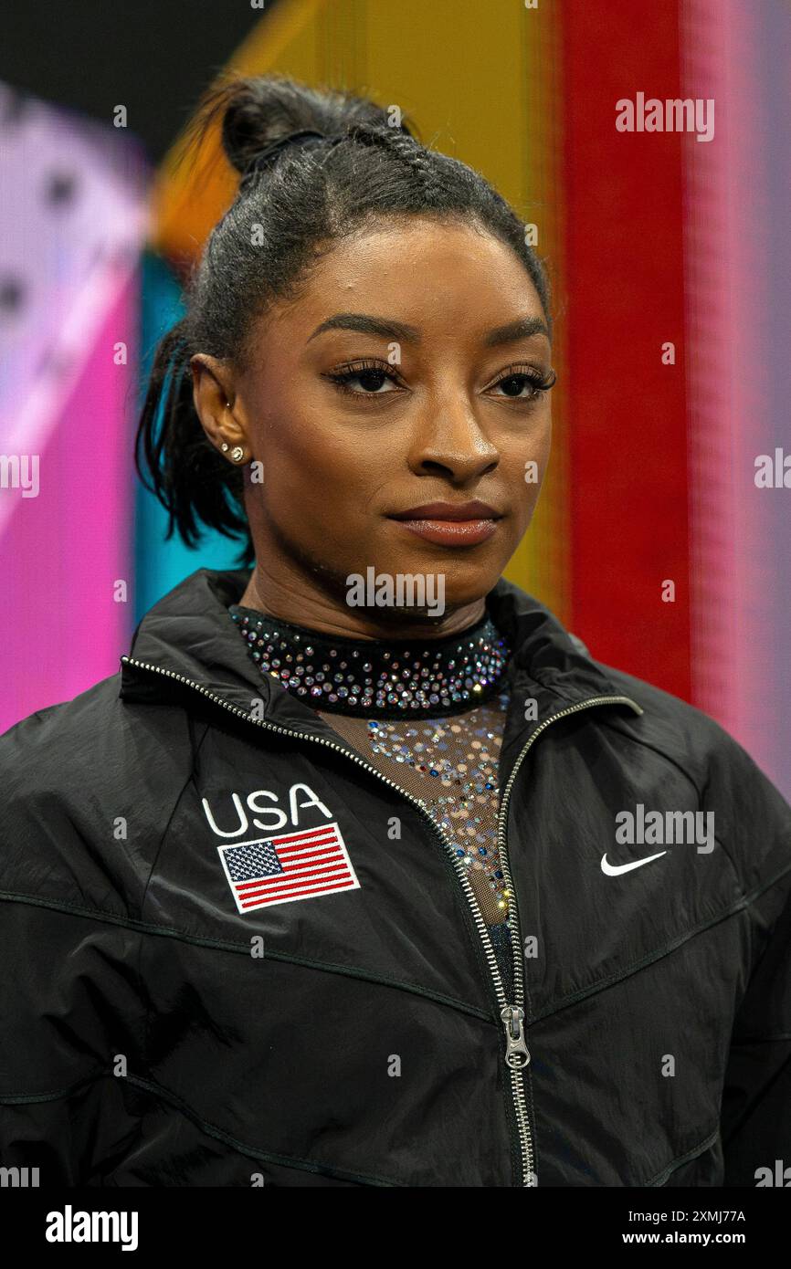 Paris, Ile de France, France. 28th July, 2024. Team USA gymnast Simone ...