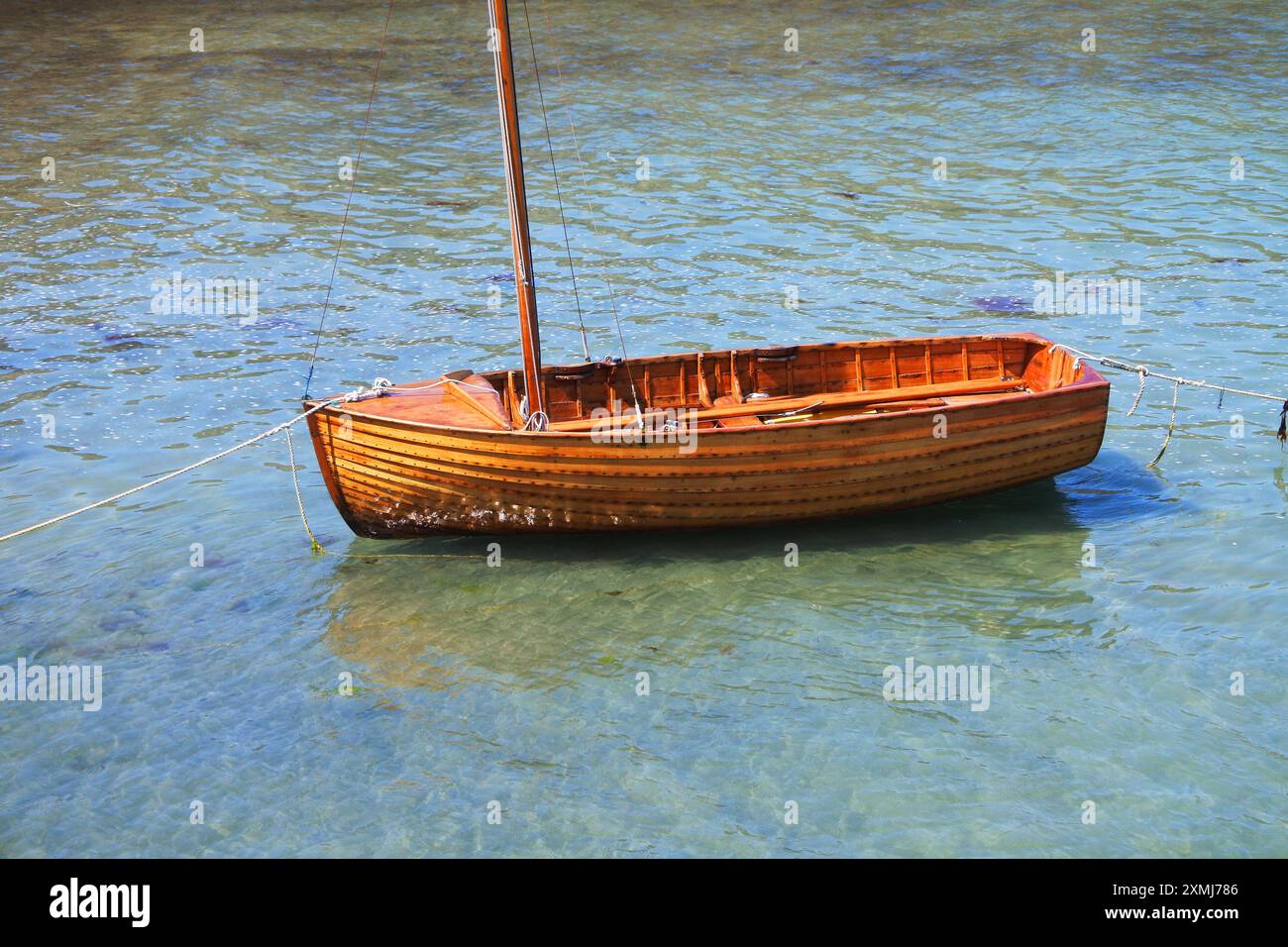 Traditional clinker built dinghy at St. Michael's Mount, Cornwall, UK ...
