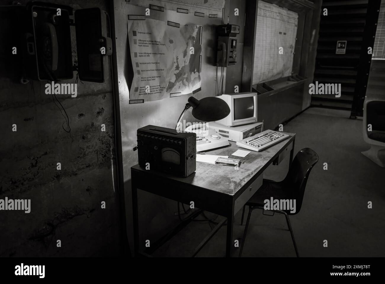 Radar control room inside the anti-nuclear bunker of Mount Soratte ...