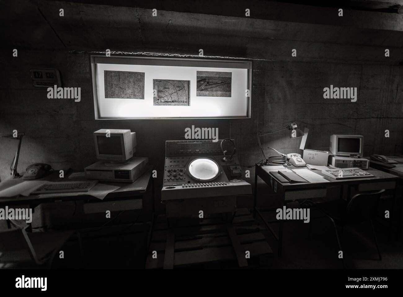 Radar control room inside the anti-nuclear bunker of Mount Soratte ...