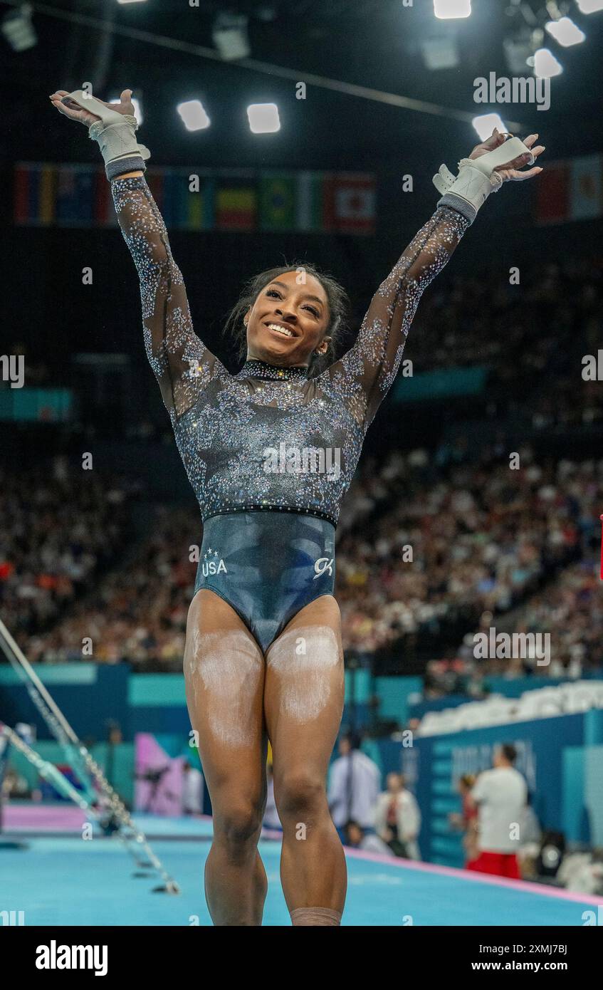 Paris, Ile de France, France. 28th July, 2024. Team USA gymnast Simone ...