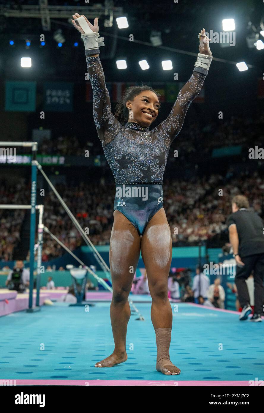 Paris, Ile de France, France. 28th July, 2024. Team USA gymnast Simone ...