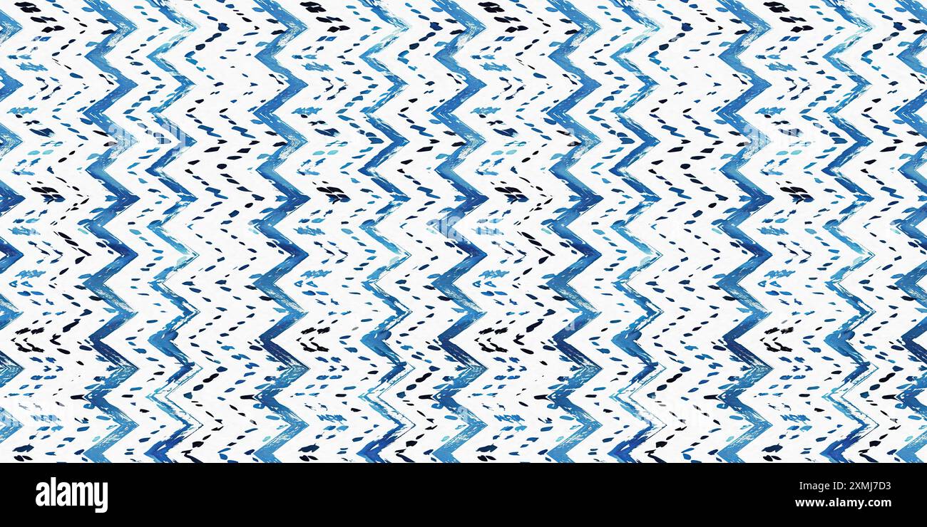 Summery ikat zig zag border pattern in painterly brushstroke digital ...