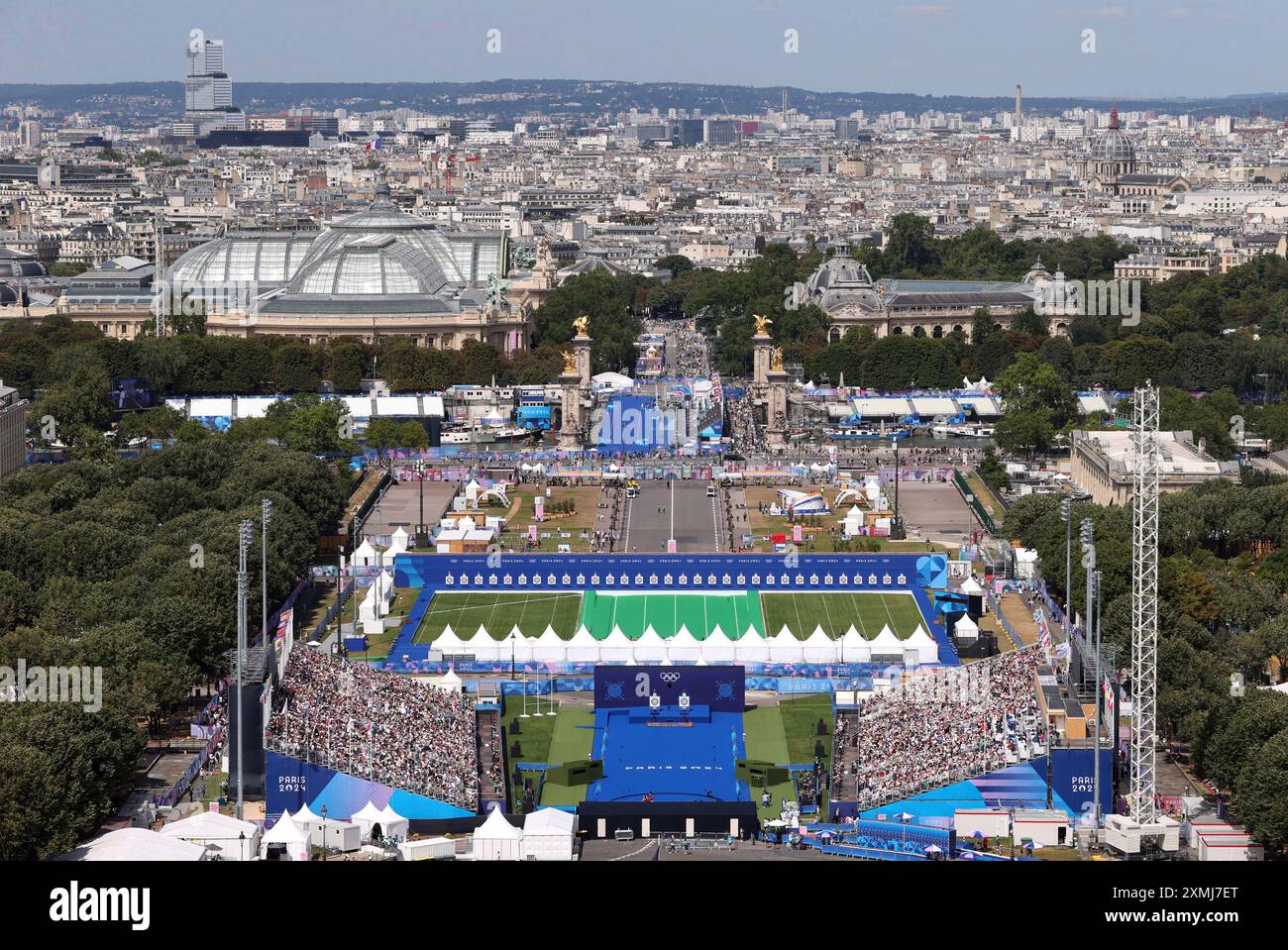 A general view of the Esplanade Des Invalides, the venue of the Archery ...
