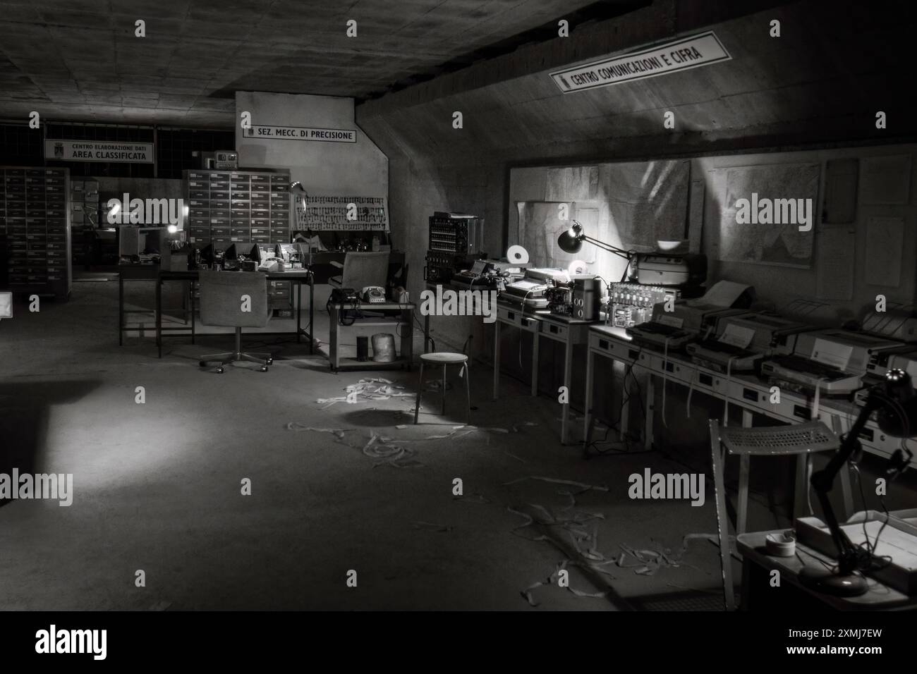Radar control room inside the anti-nuclear bunker of Mount Soratte ...