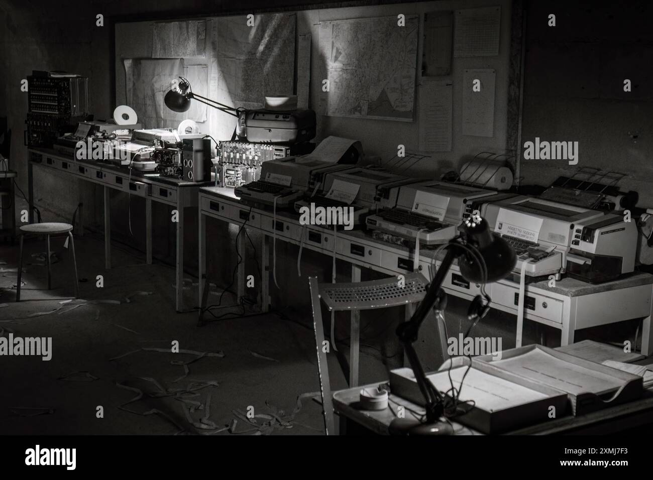 Radar control room inside the anti-nuclear bunker of Mount Soratte ...