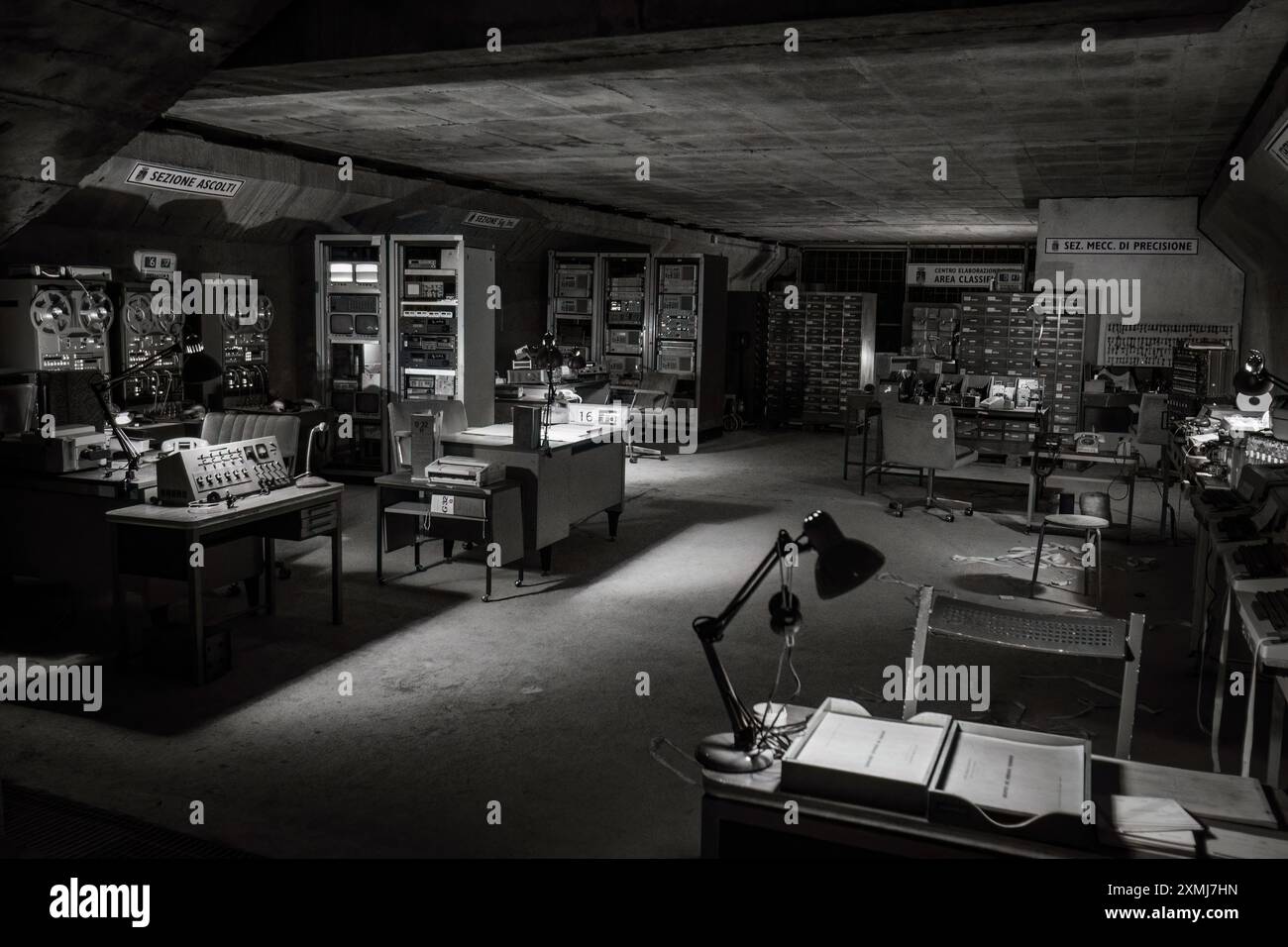Radar control room inside the anti-nuclear bunker of Mount Soratte ...