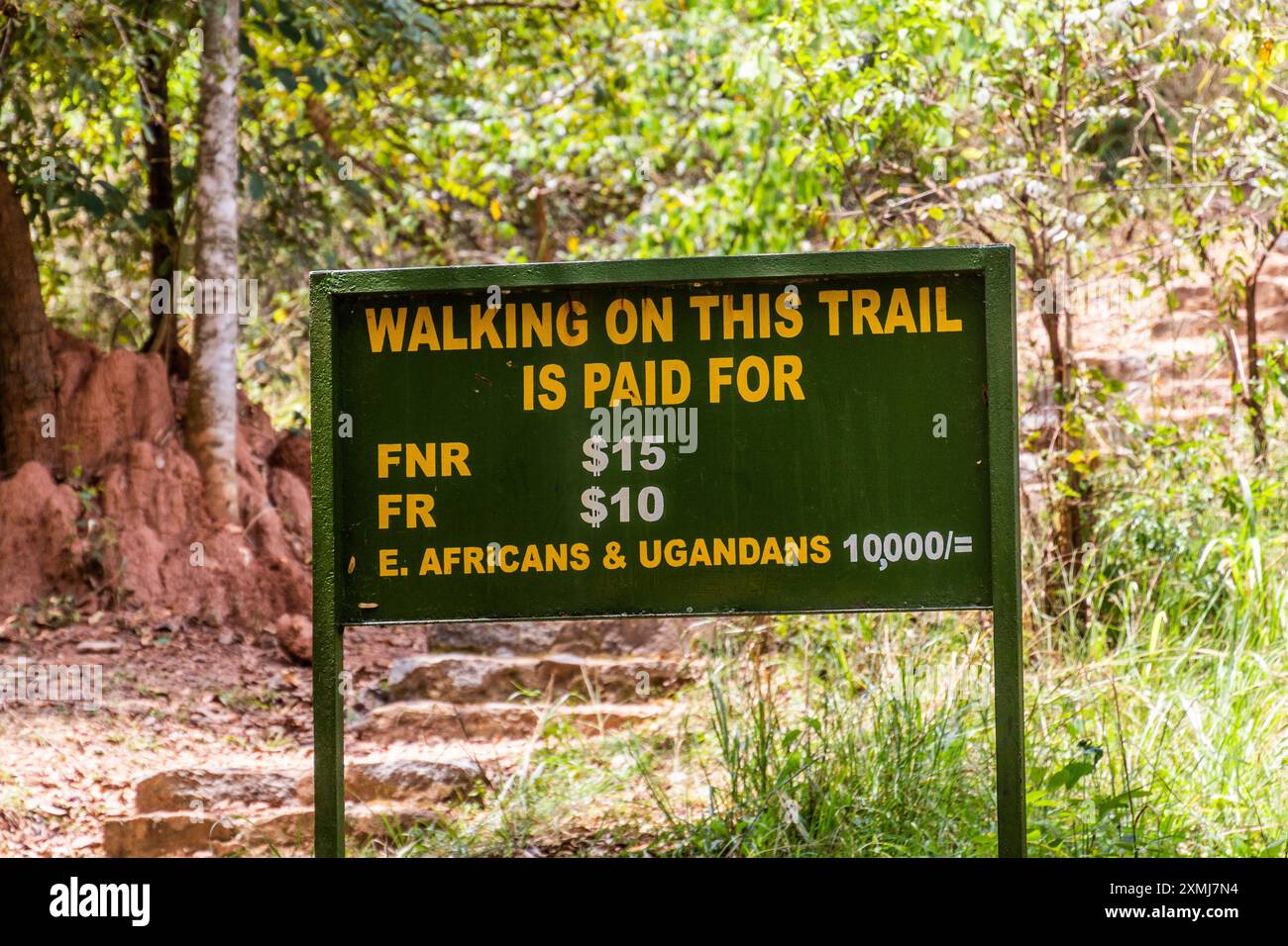 Sign showing a paid trail near Murchison Falls on the Victoria Nile ...