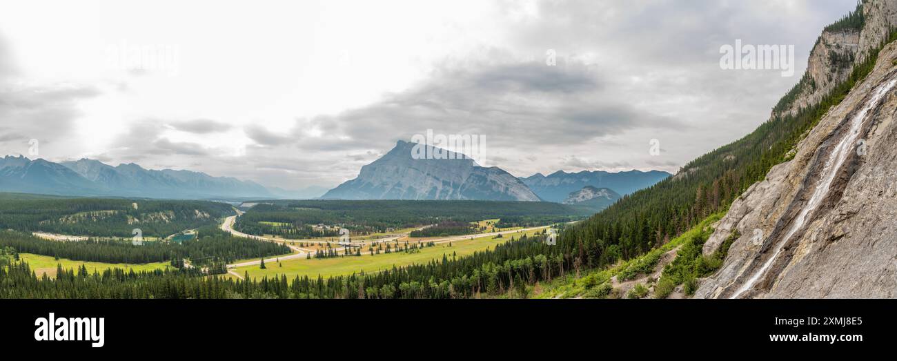 Stunning views over Banff from Cascade Falls in the Canadian Rockies ...