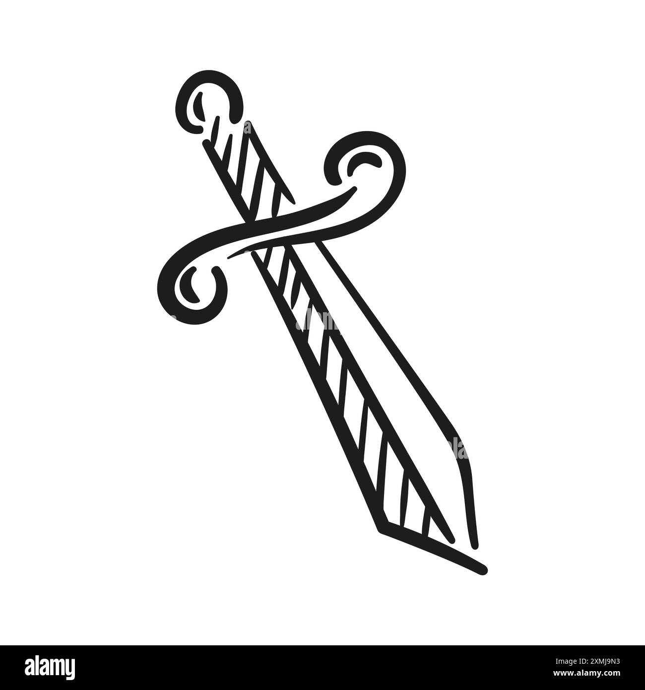 Pirate dirk, old iron daggers vector. Sketch style vector illustration ...