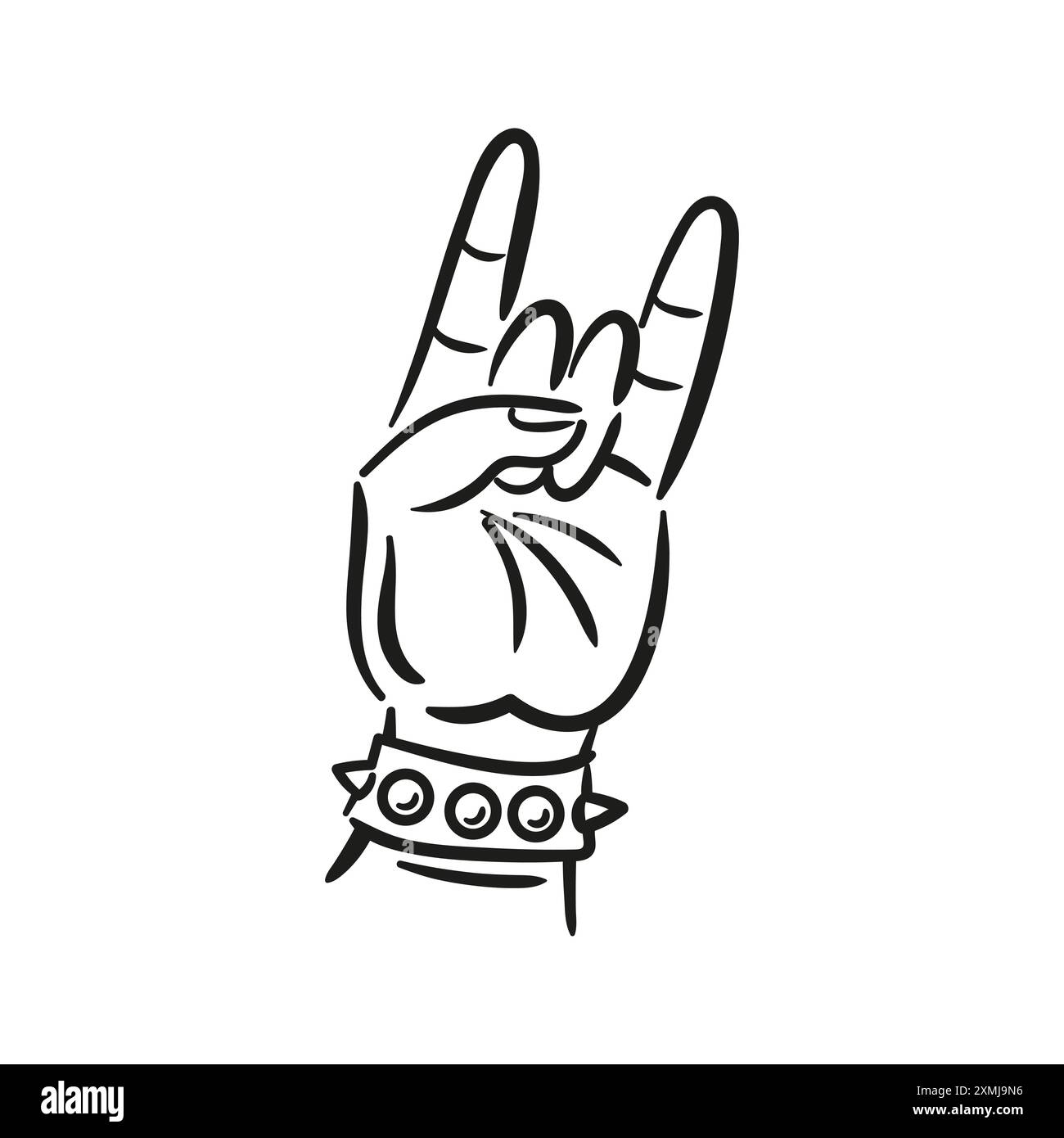 Horns sign, Cool hand gesture, goat. Vector hard rock illustration ...