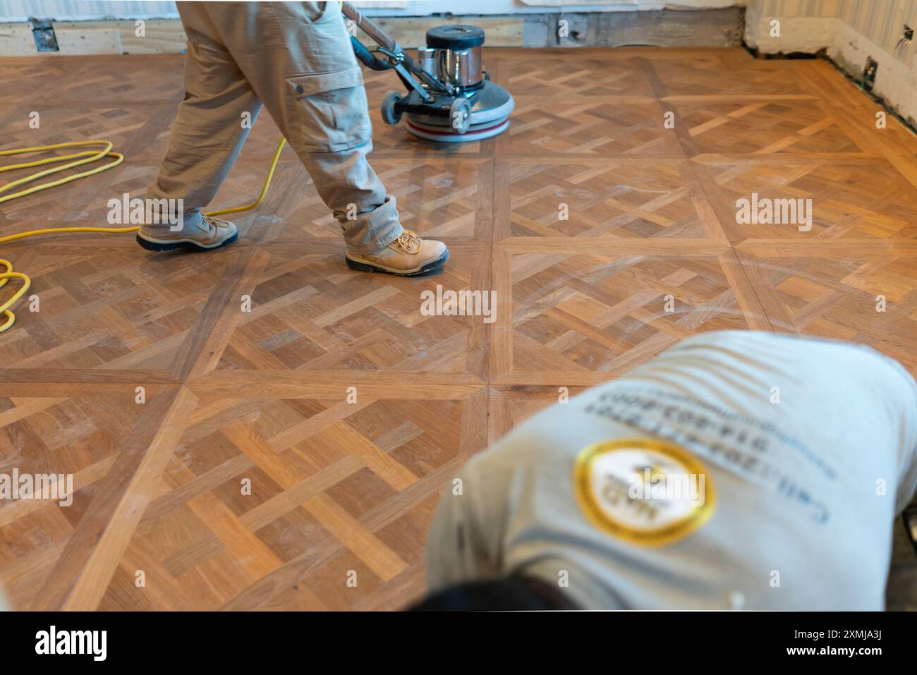 interior construction wood flooring installatioin Stock Photo - Alamy