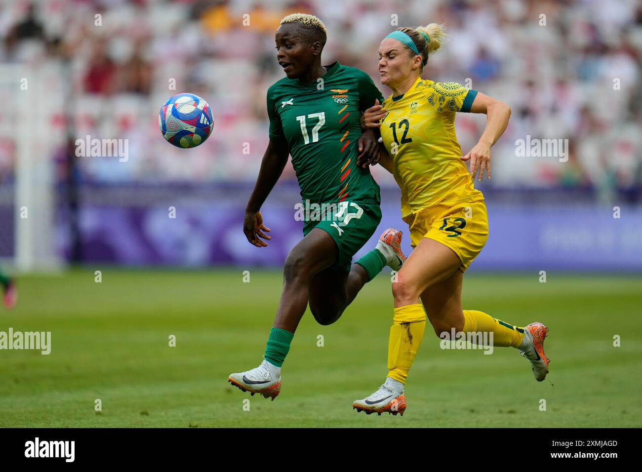 Zambia's Racheal Kundananji, left, and Australia's Ellie Carpenter ...