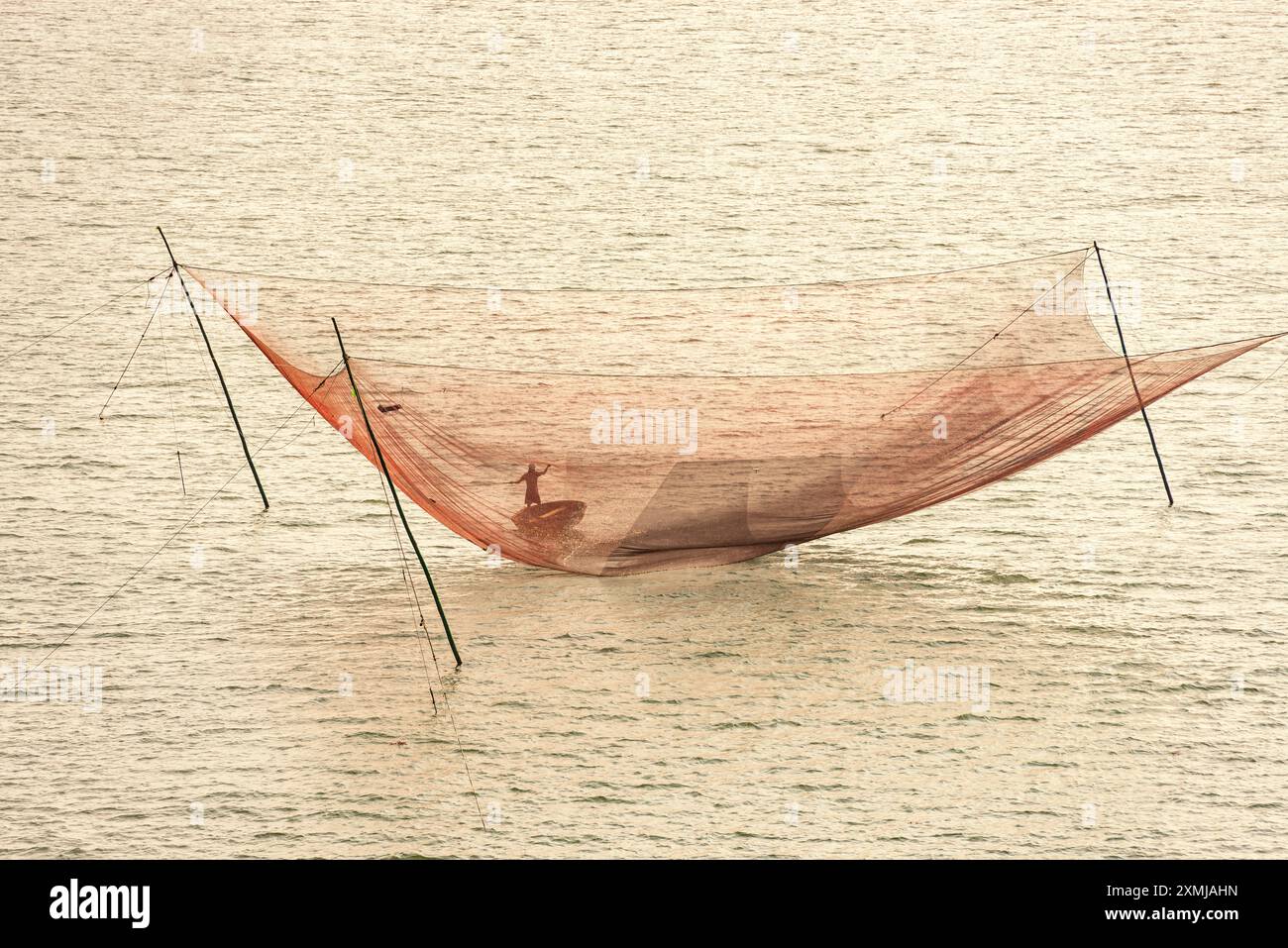 Stationary Lift Net Fishing Trap at Cua Dai Beach, Hoi An, Vietnam ...