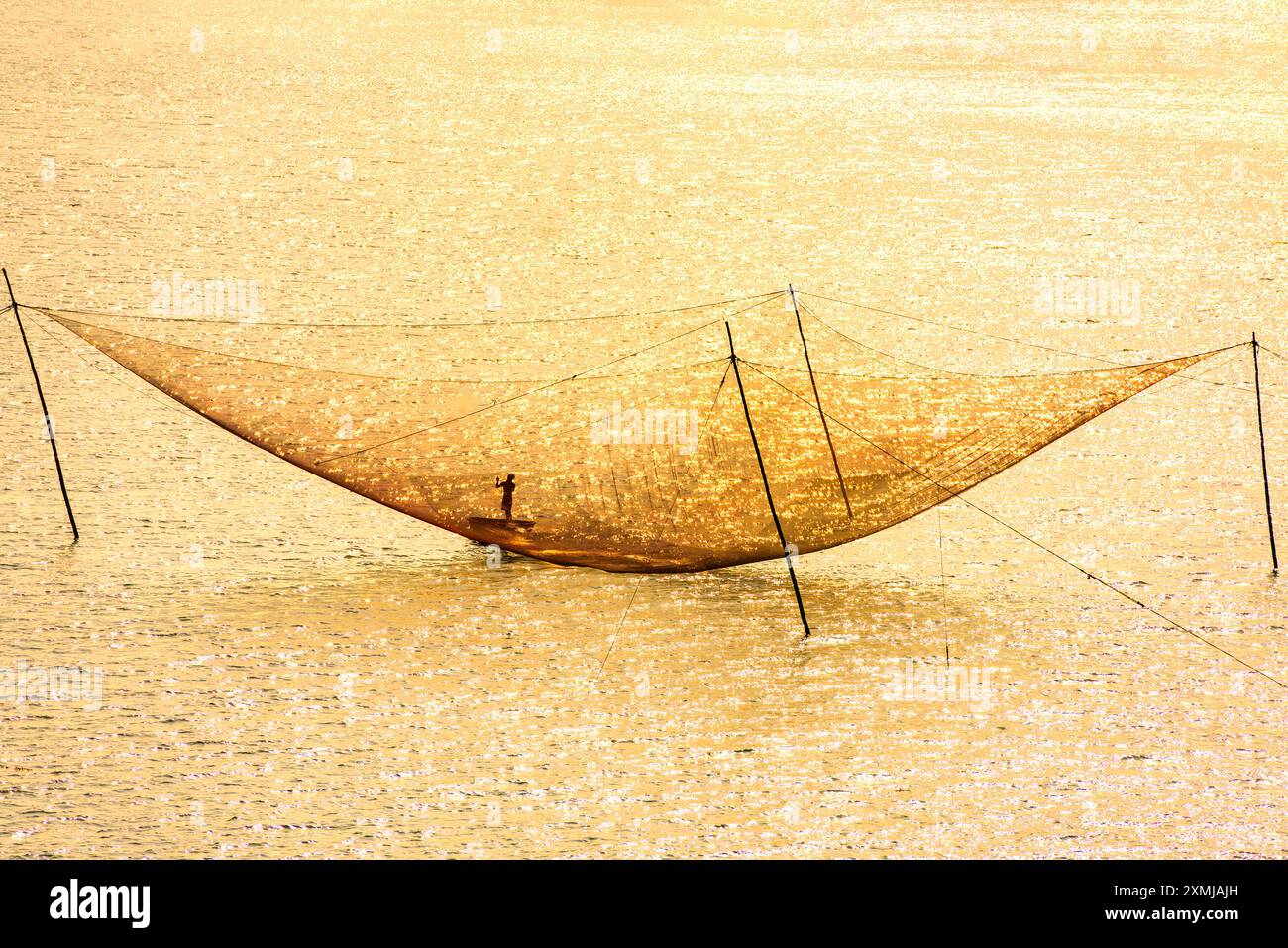 Stationary Lift Net Fishing Trap at Cua Dai Beach, Hoi An, Vietnam ...