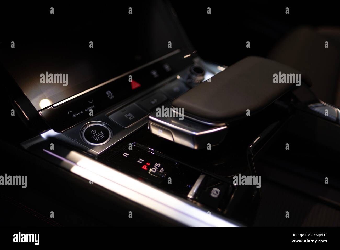 closeup center console, Interior Electric Car, digital gauge cluster ...