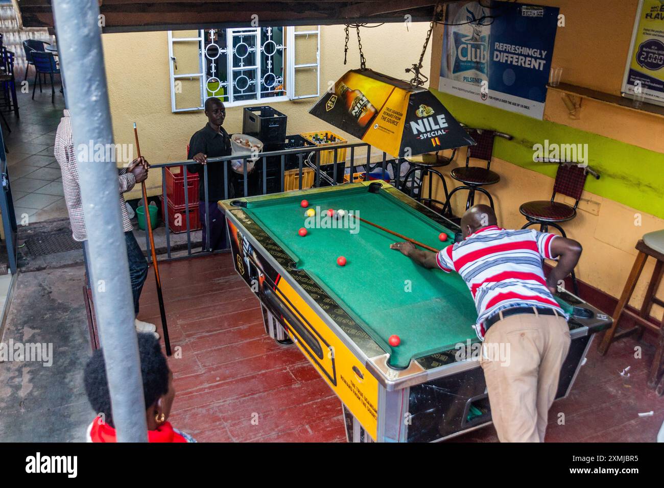 KABALE, UGANDA - MARCH 19, 2020: Pool game in a local pub in Kabale ...