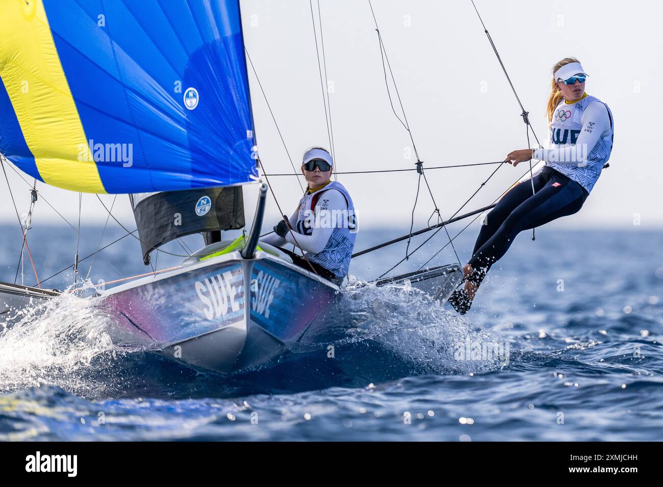 Rebecca Netzler and Vilma Bobeck of, Sweden. , . ahead of women's skiff ...