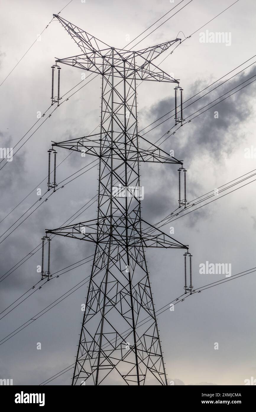 Pylon of high voltage electric line in Uganda Stock Photo - Alamy