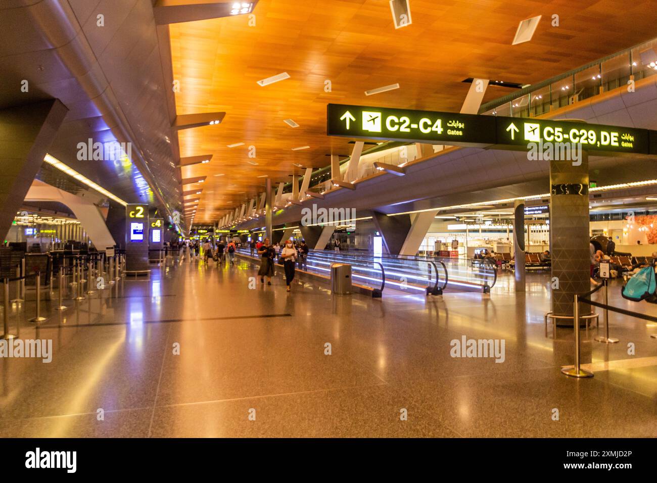 DOHA, QATAR - APRIL 4, 2020: Interior of Hamad International Airport in ...