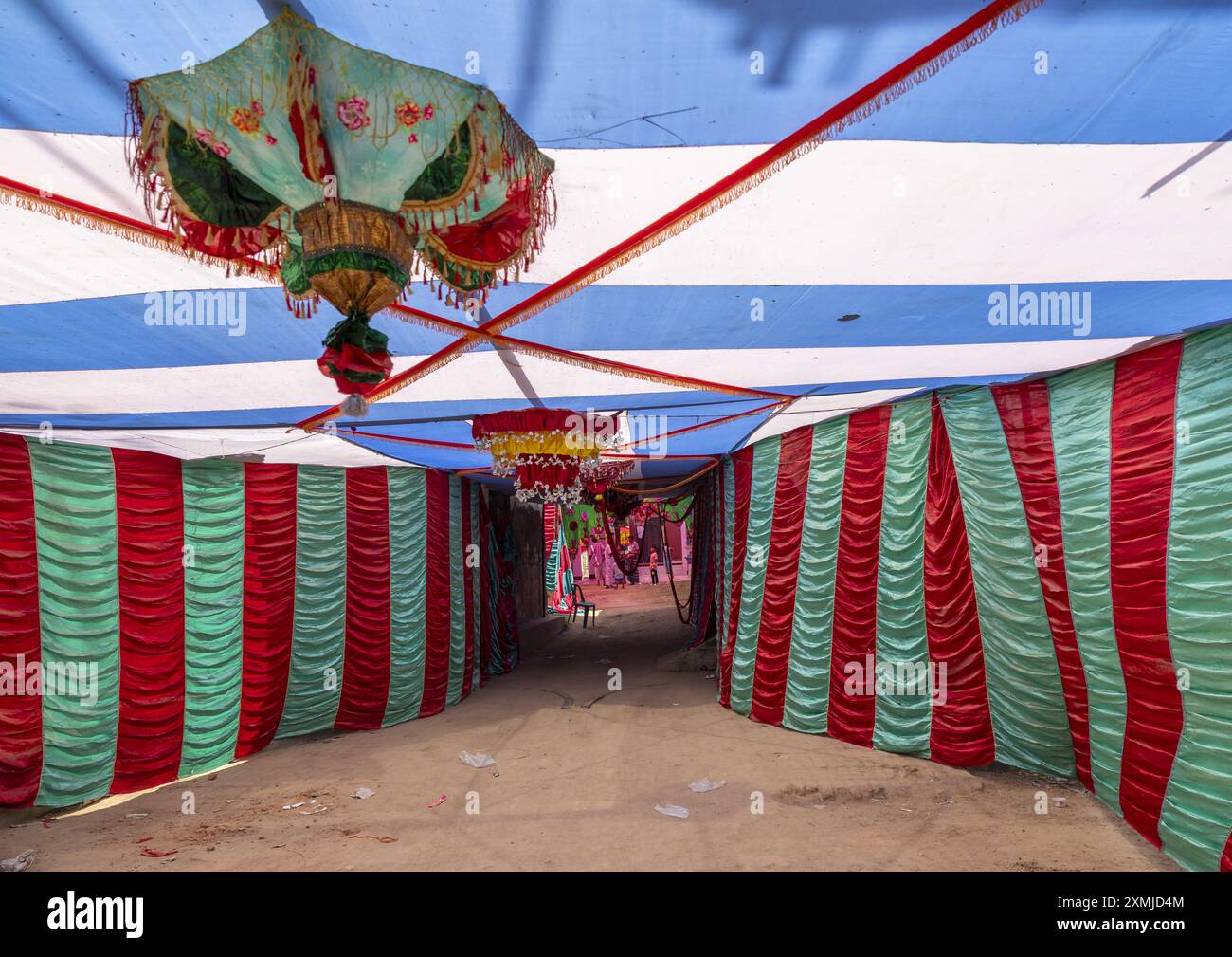 Entrance of a hindu temple decorated for a celebration, Rajshahi ...