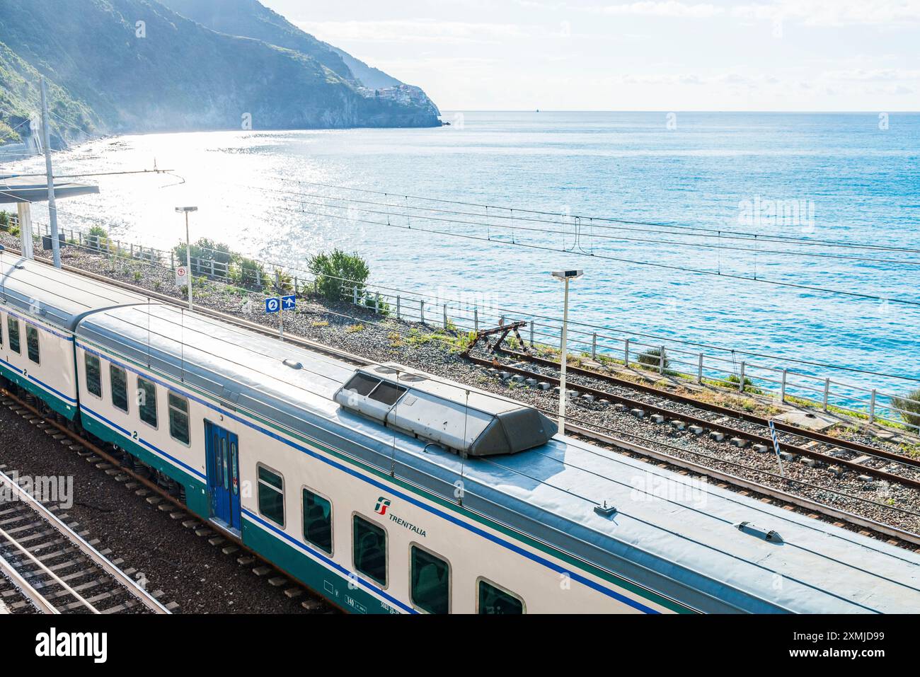 Train and Railway in Corniglia Village, Cinque Terre, Italy Stock Photo ...