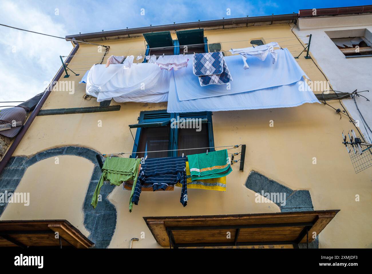 Laundry Drying in Levanto Village, Cinque Terre, Italy Stock Photo - Alamy